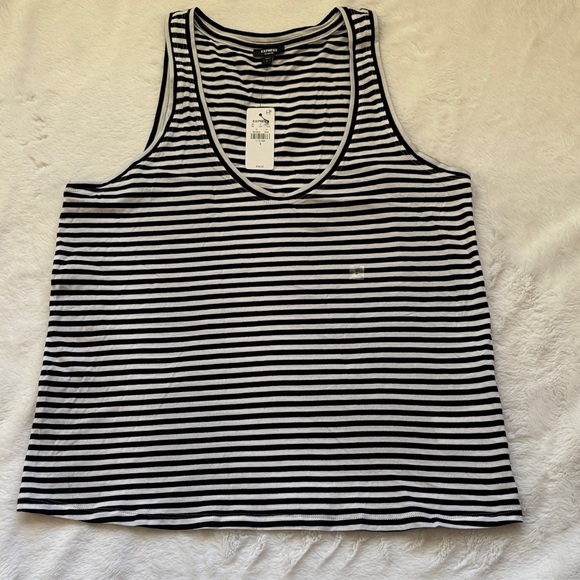 Express | Tops | Express Black And White Striped Tank Top | Poshmark